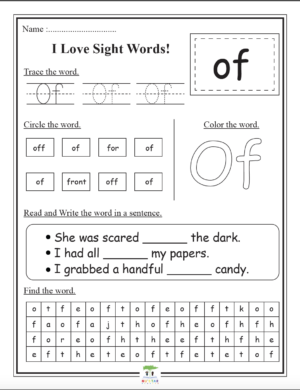 I Love Sight Words! - of | Made By Teachers