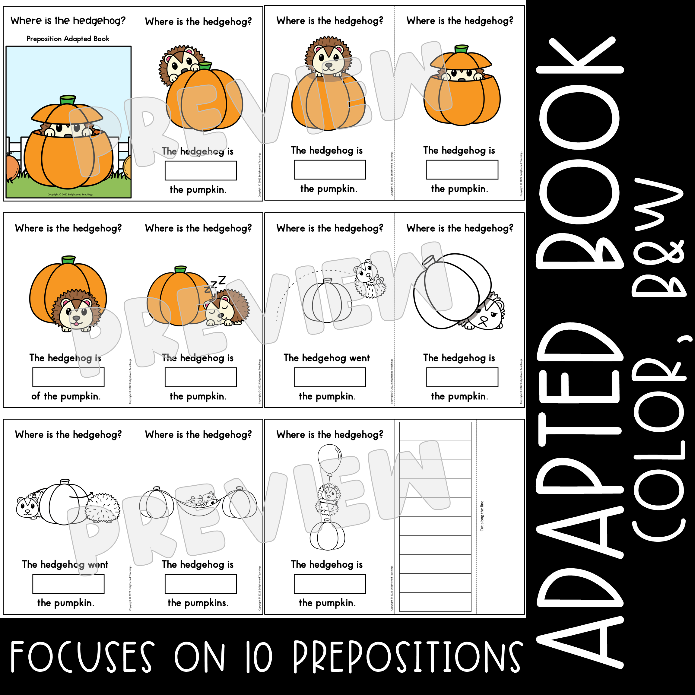 Fall Prepositions Adapted Book Interactive Booklet Flash Cards ...