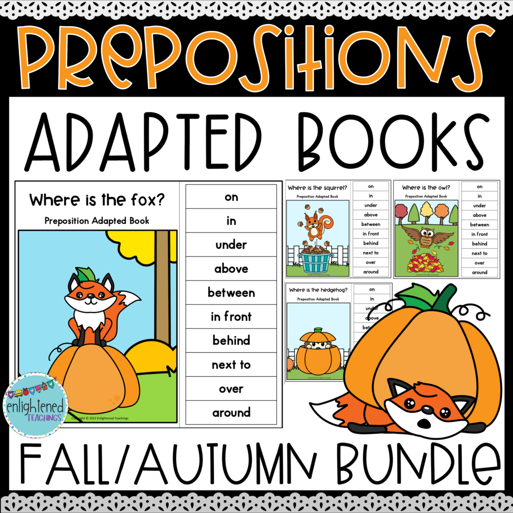 Fall Prepositions Adapted Book Interactive Booklet Preposition BUNDLE ...