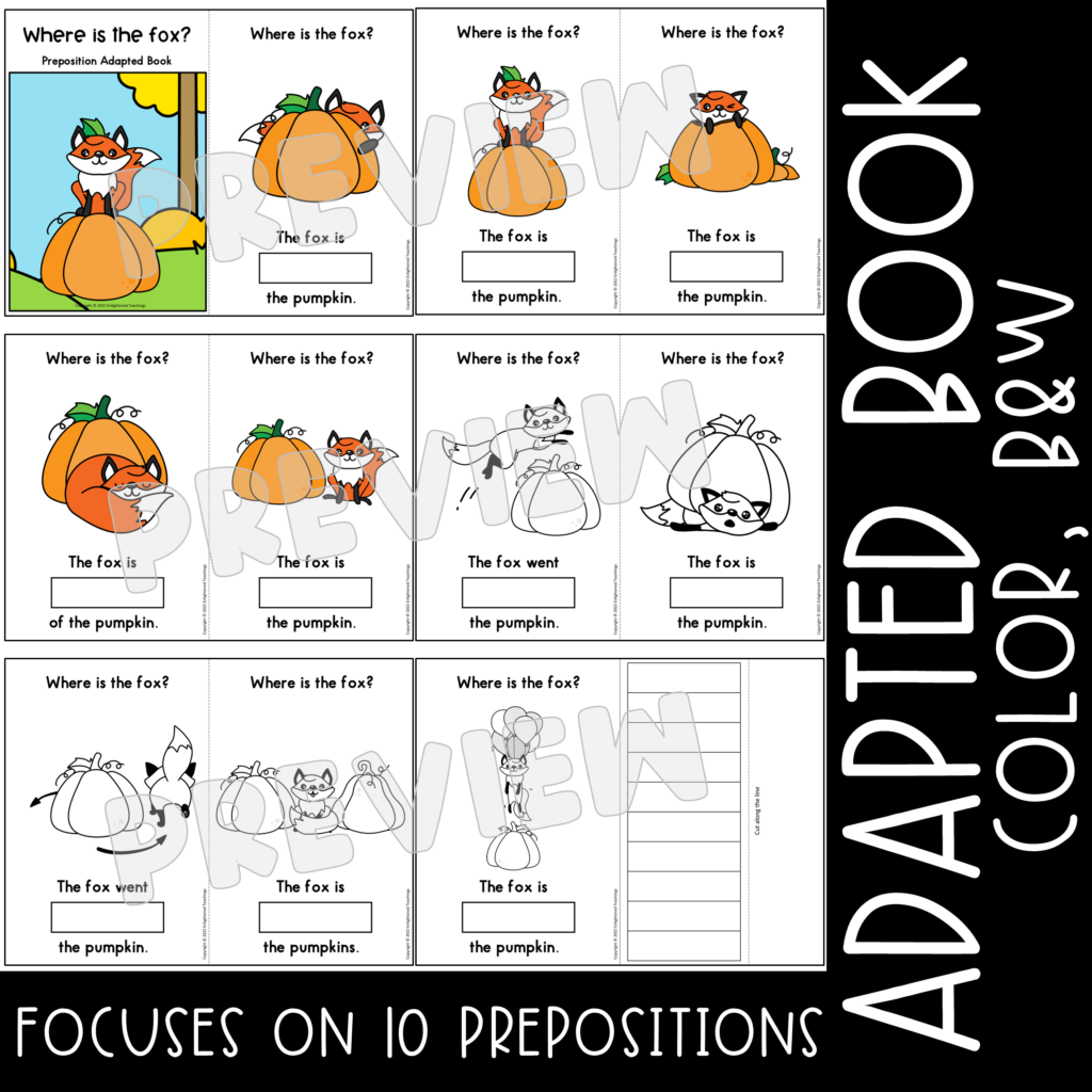 Fall Prepositions Adapted Book Interactive Booklet Preposition BUNDLE ...