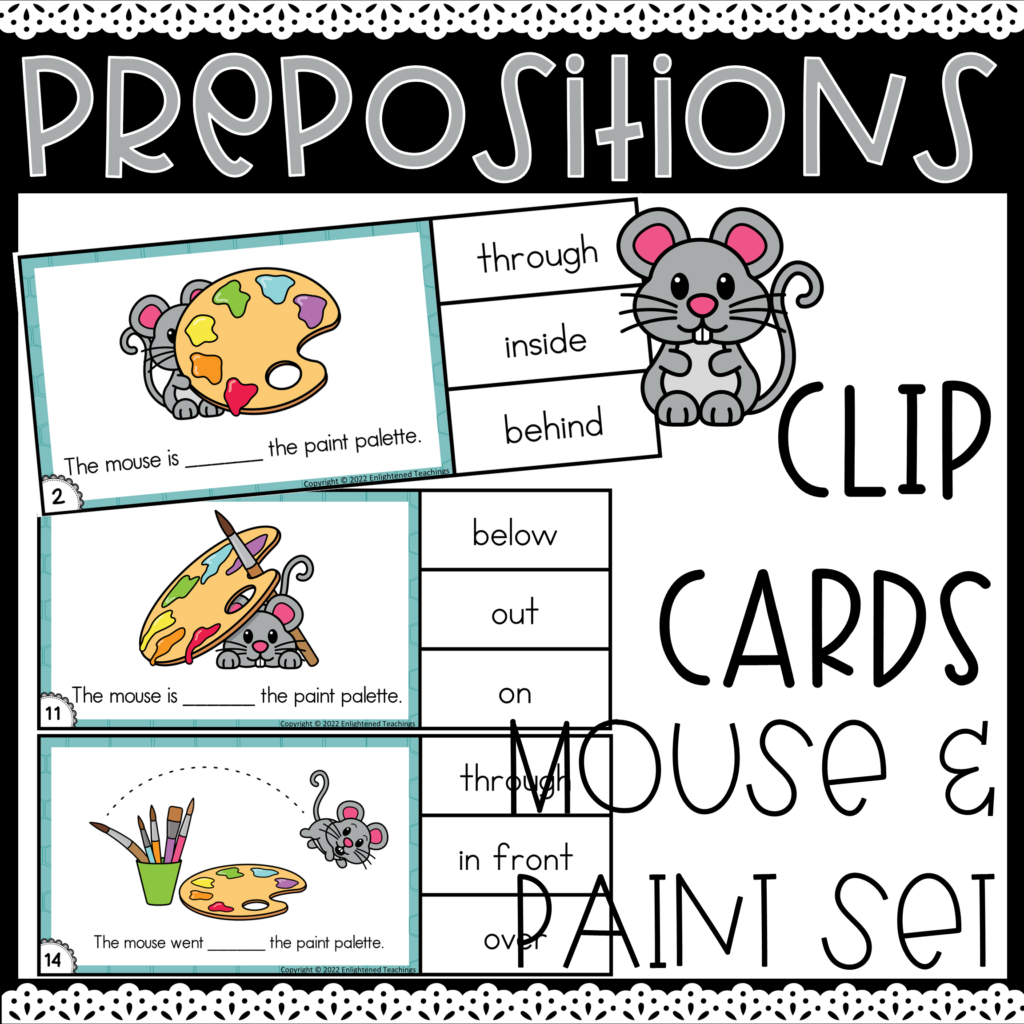 School Preposition Clip Cards Positional Words Prepositions of Place ...