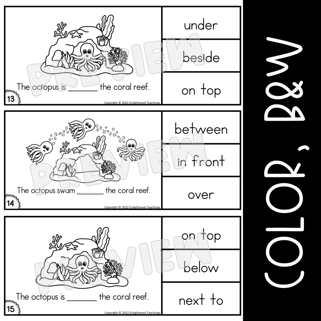 Summer Preposition Clip Cards Positional Words Prepositions of Place ...