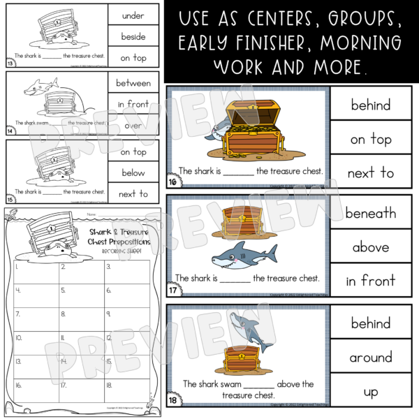 Summer Preposition Clip Cards Positional Words Prepositions of Place ...