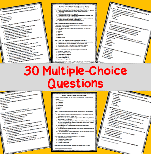 RL.6.4 - Assessment: 3 Passages and 30 Multiple-Choice Questions ...