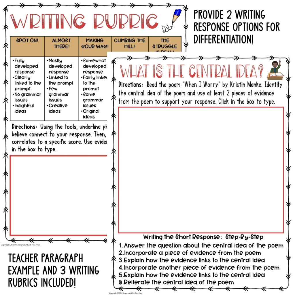 Analyzing Poems Worksheet Poetry Worries One Sentence Summaries | Made ...