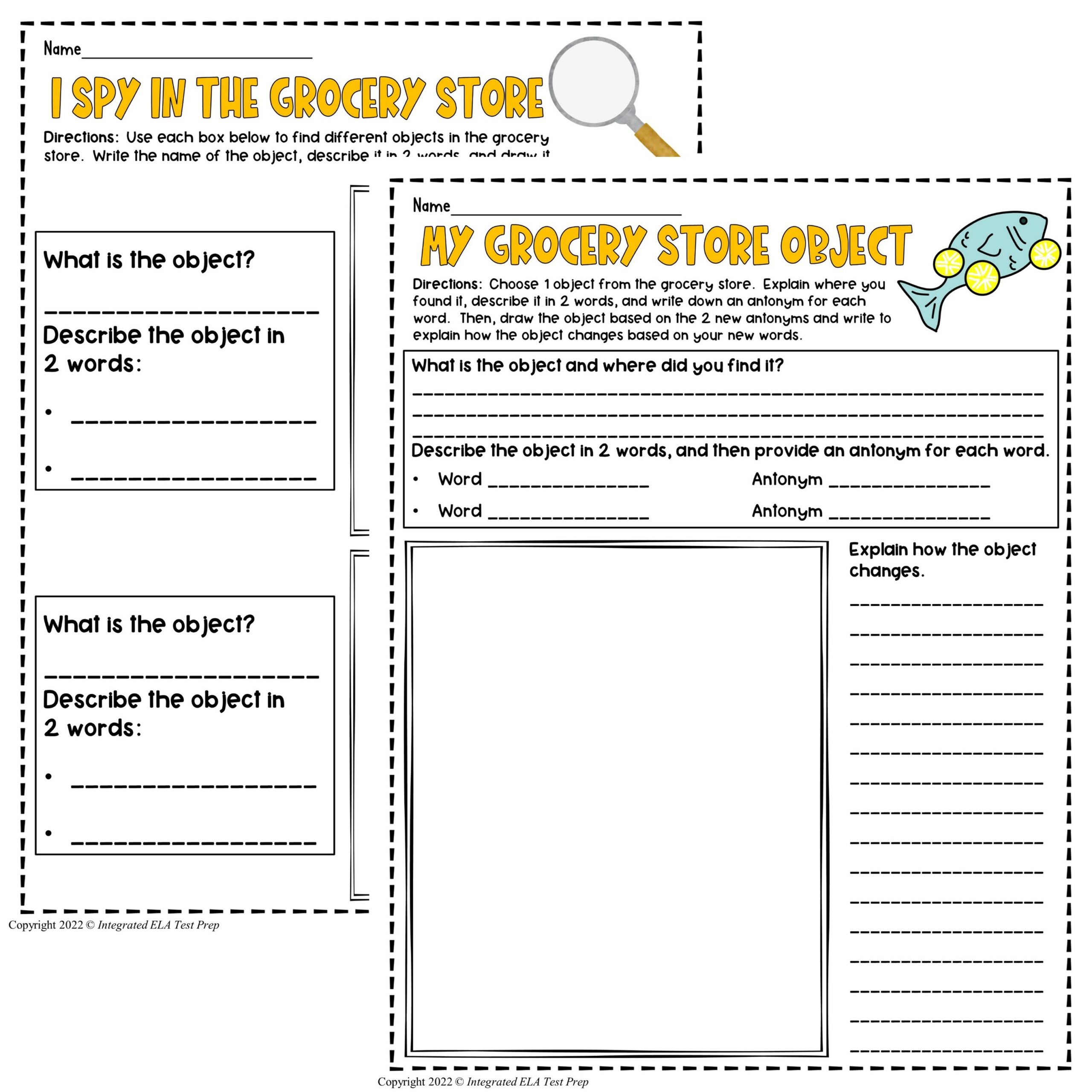 My Grocery Store Scavenger Hunt Antonyms Adjectives Worksheets ...