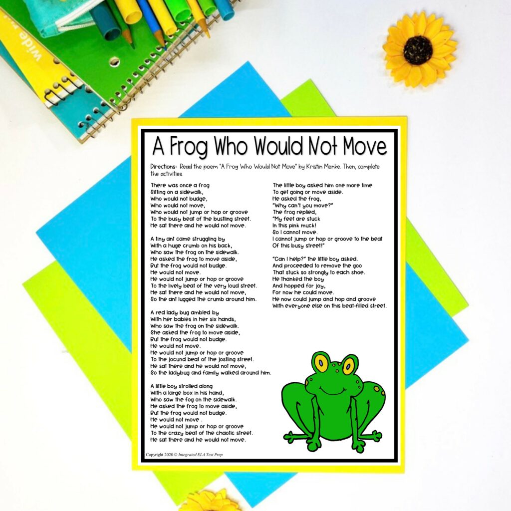 Poetry Comprehension Lesson Test Prep Activities Questions Worksheets ...