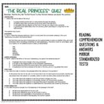 Fairy Tale Reading Passage with Questions The Princess and the Pea Quiz | Made By Teachers