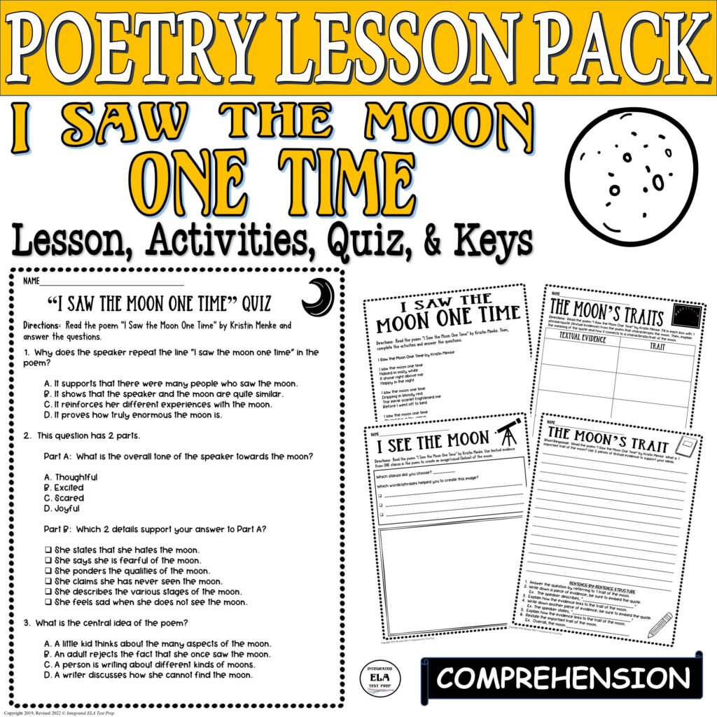Poetry Comprehension Lesson with Test Prep Quiz Activities | Made By ...