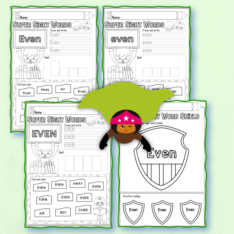 Pre-Kinder / Kinder FRY Sight Words No-Prep Worksheets and Flashcards ...