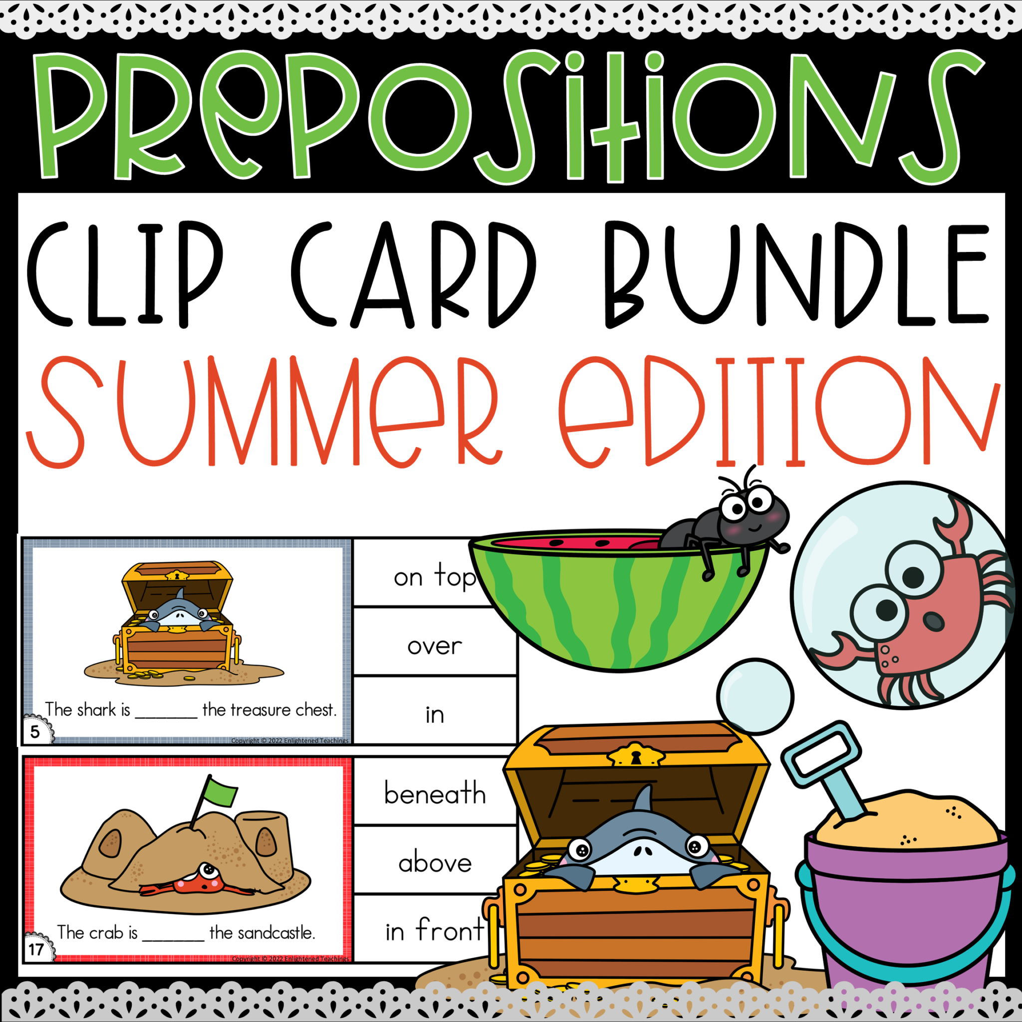 Summer Preposition Clip Cards Preposition Task Card Bundle | Made By ...