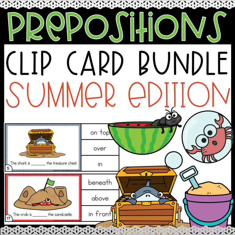 Summer Preposition Clip Cards Preposition Task Card Bundle | Made By ...