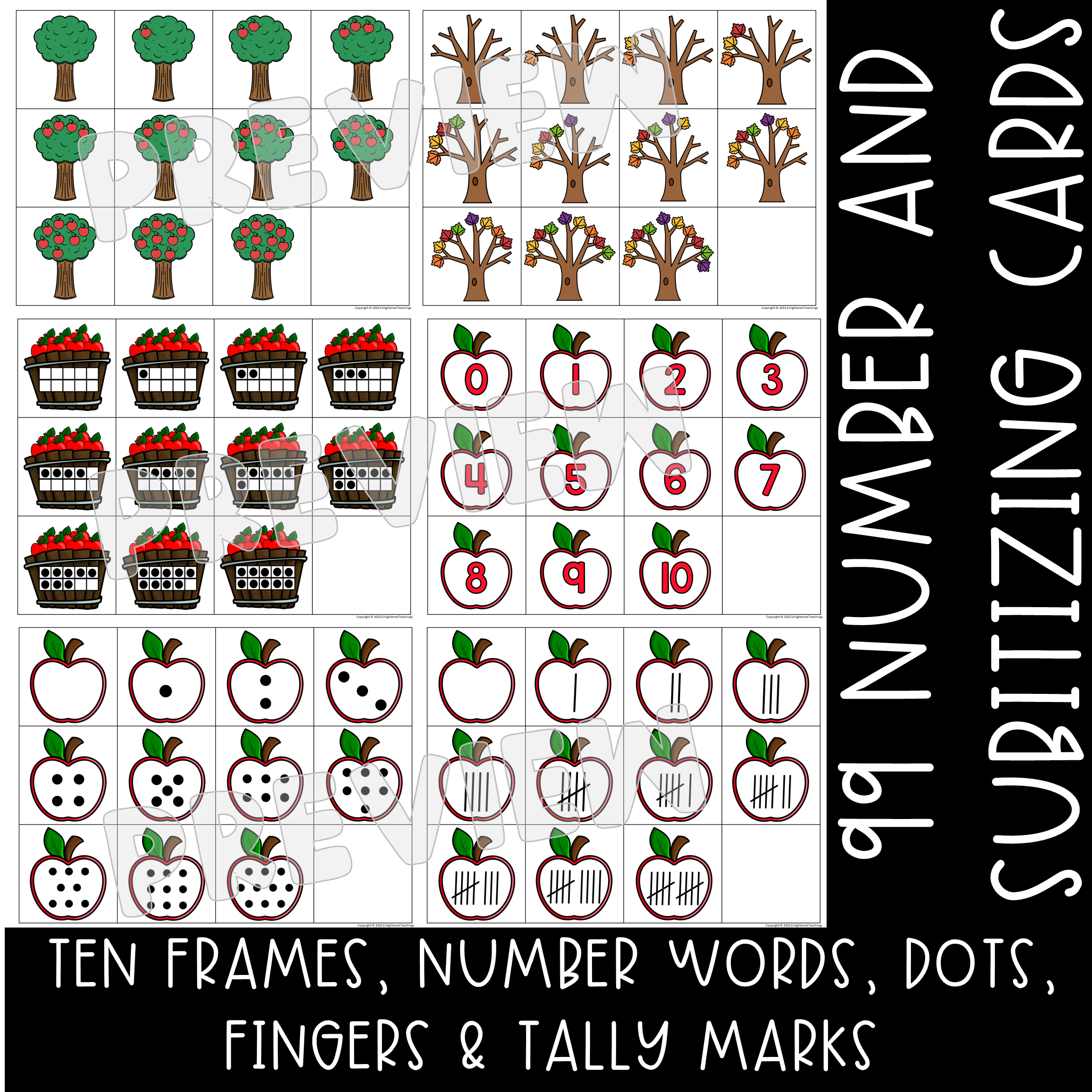 Apple Number Mats Fall Number Subitizing Number Sense Fall Counting ...