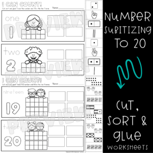 Number Subitizing Worksheets Cut Sort Glue Number Sense Sorting to 20 ...