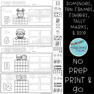 Number Subitizing Worksheets Cut Sort Glue Number Sense Sorting to 20 ...