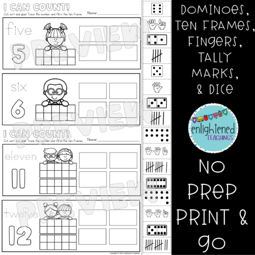 Number Subitizing Worksheets Cut Sort Glue Number Sense Sorting to 20 ...