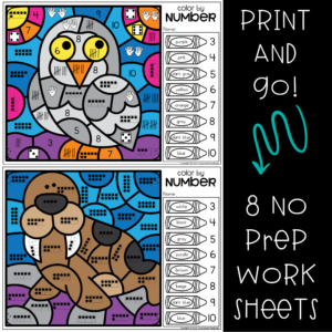 Number Subitizing Worksheets Color by Number Subitizing to 10 Arctic ...