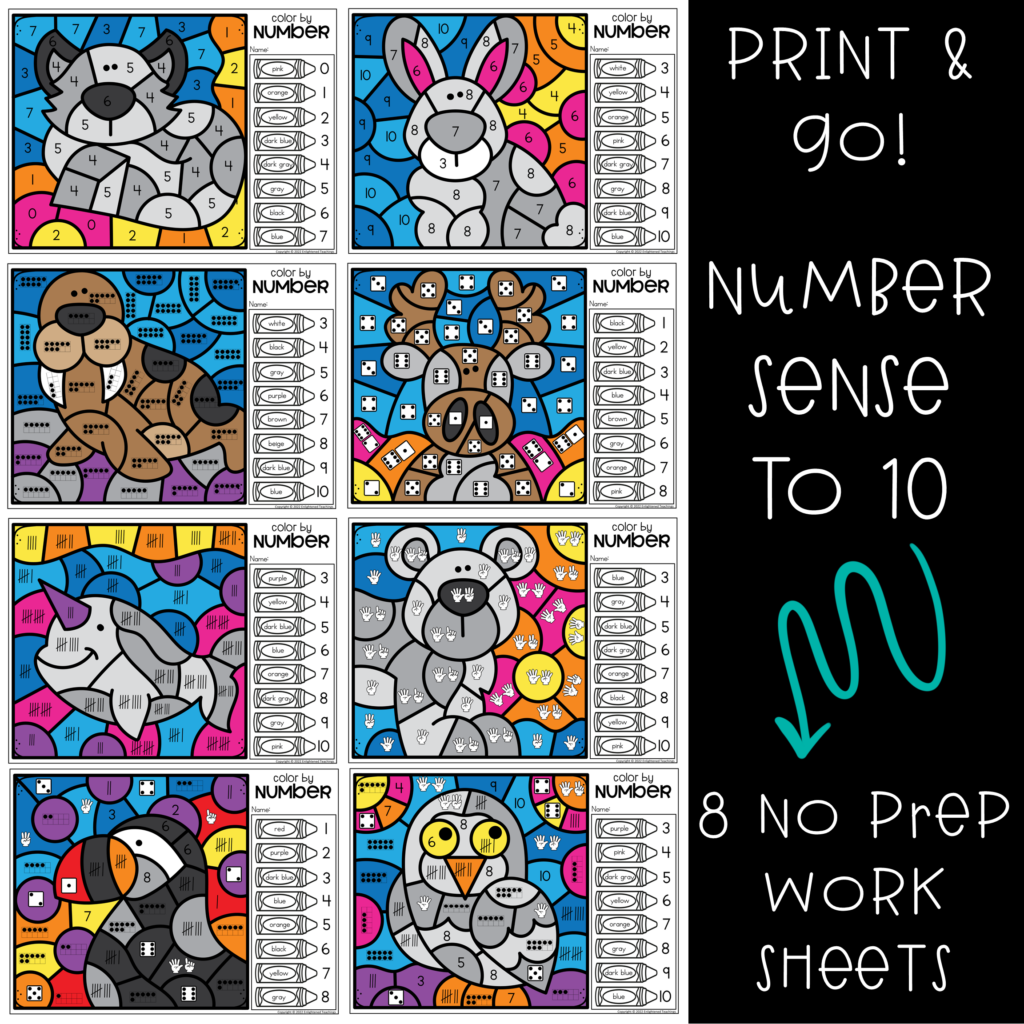Number Subitizing Worksheets Color by Number Subitizing to 10 Arctic ...