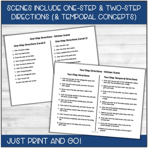Following 1 & 2 Step Directions Activity - Coloring Sheets - Speech ...