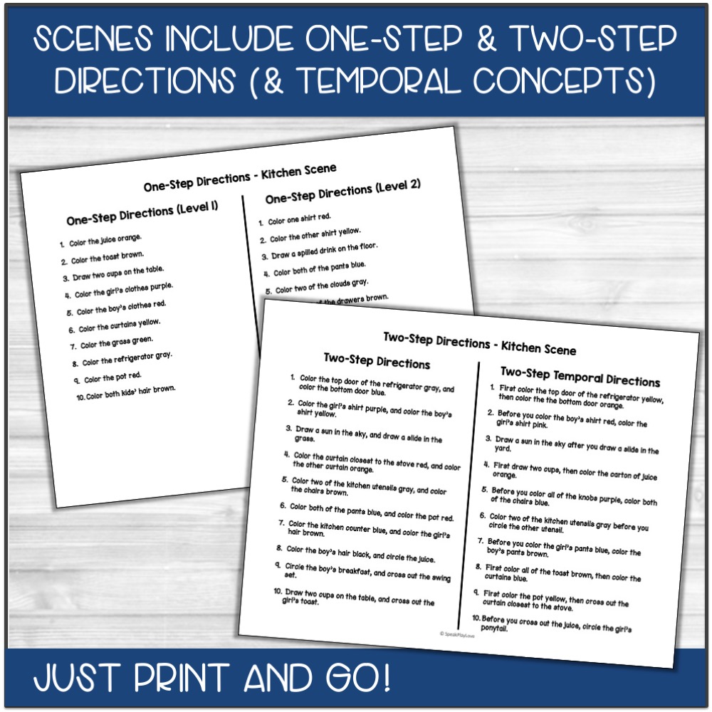 Following 1 2 Step Directions Activity Coloring Sheets Speech following-1-2-step-directions-activity-coloring-sheets-speech