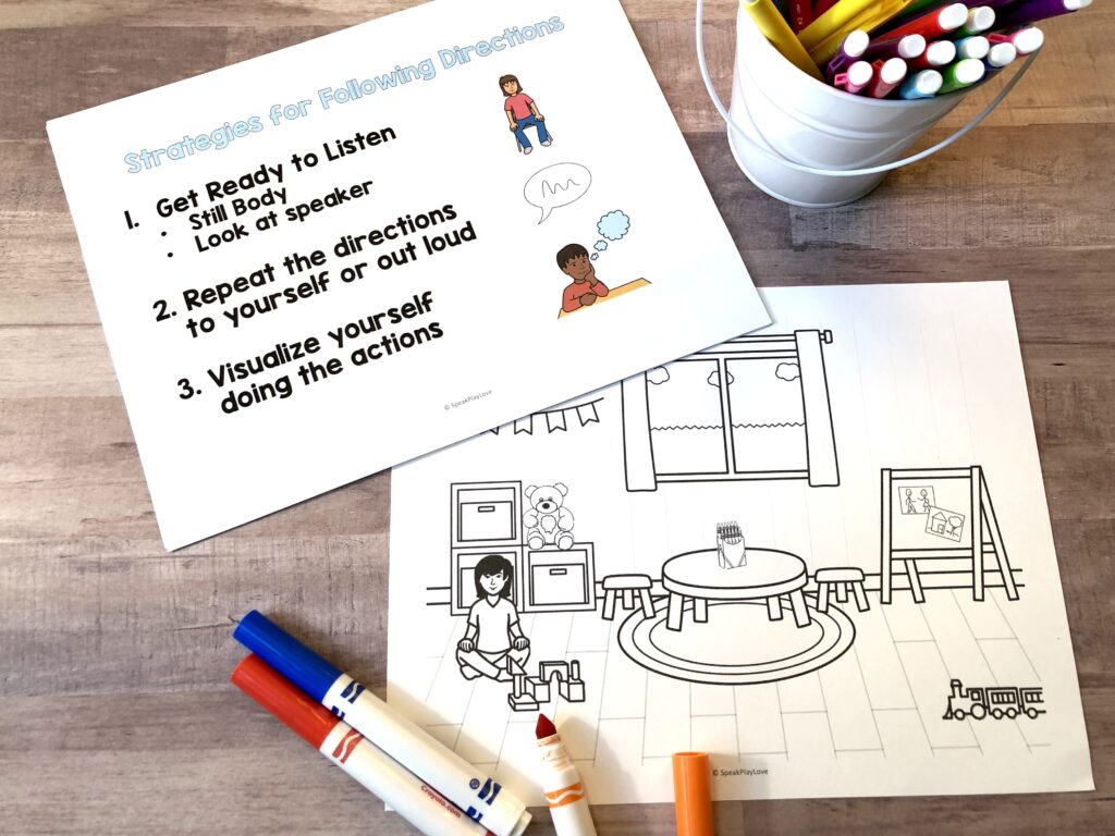 Following 1 & 2 Step Directions Activity - Coloring Sheets - Speech ...