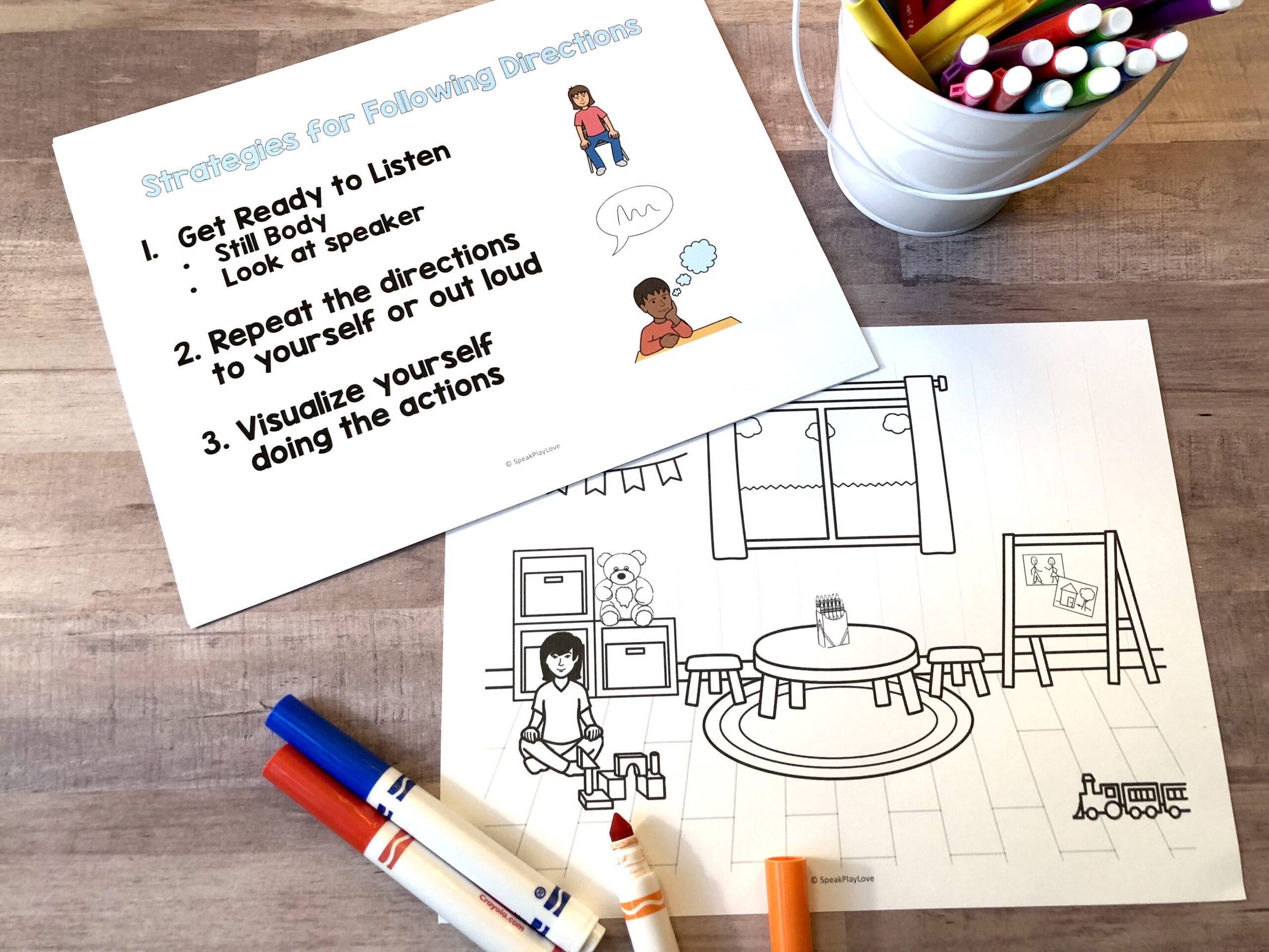 Following 1 & 2 Step Directions Activity - Coloring Sheets - Speech ...