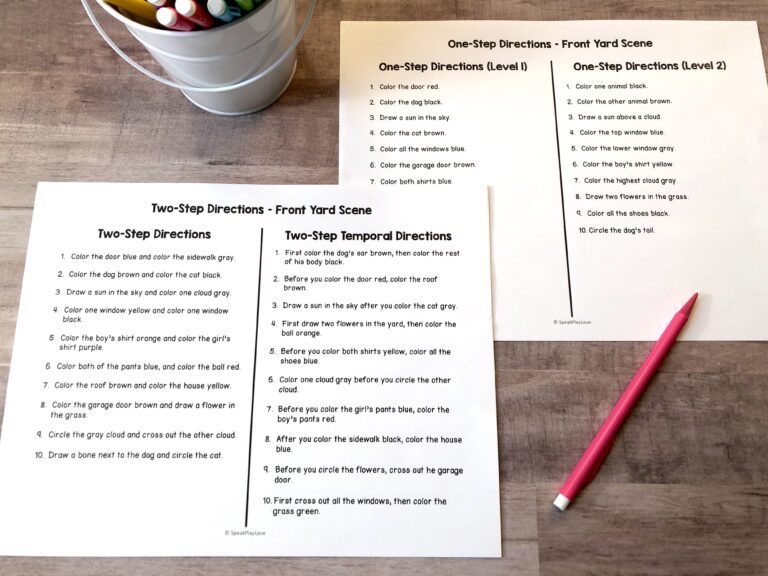 Following 1 & 2 Step Directions Activity - Coloring Sheets - Speech ...