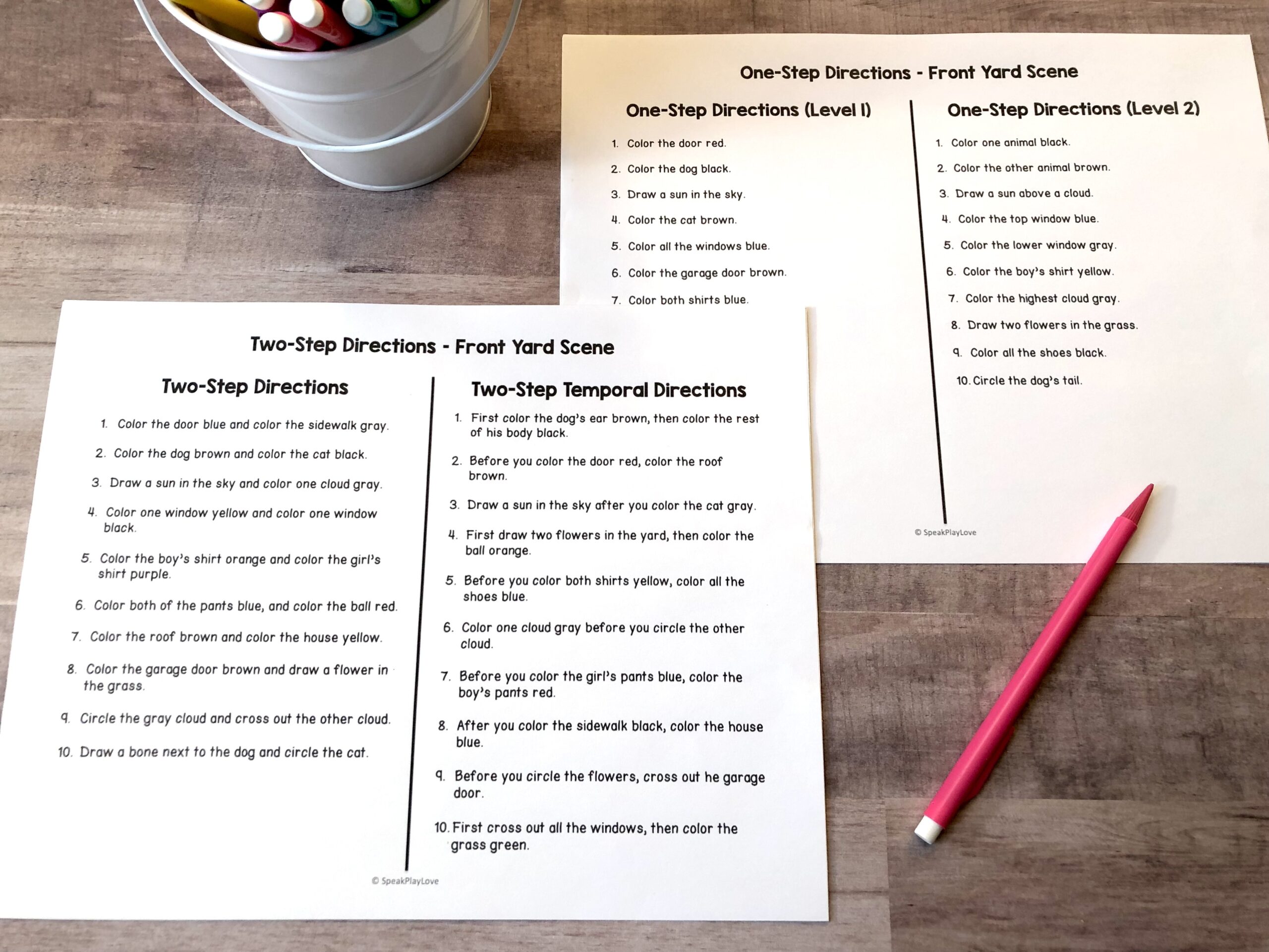 Following 1 2 Step Directions Activity Coloring Sheets Speech Following 1 2 Step Directions Activity Coloring Sheets Speech