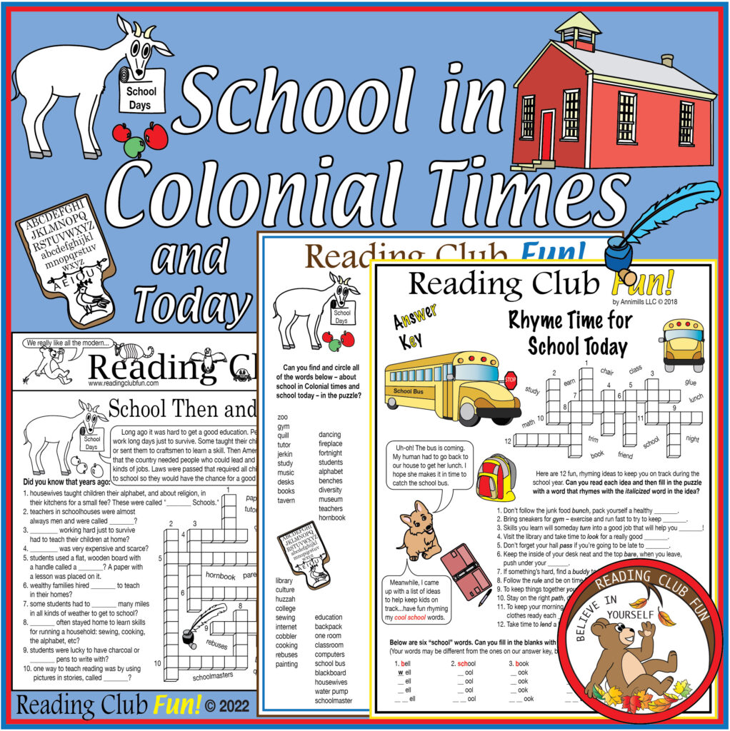 School in Colonial Times – and Today: Printable Educational Puzzle Set ...