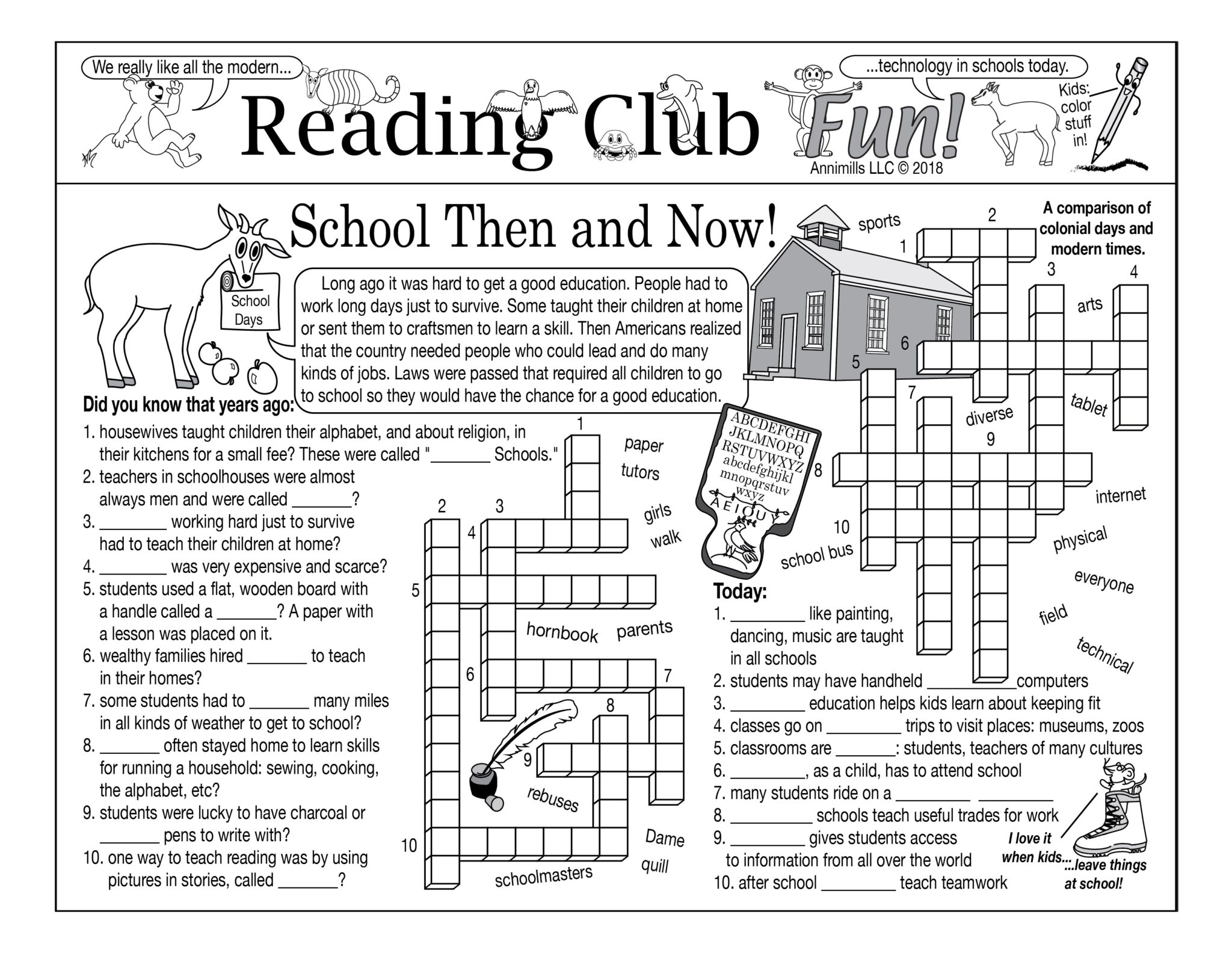 School in Colonial Times – and Today: Printable Educational Puzzle Set ...