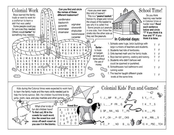 Life in the Colonies (Columbus to the Revolution) : Printable Puzzles ...