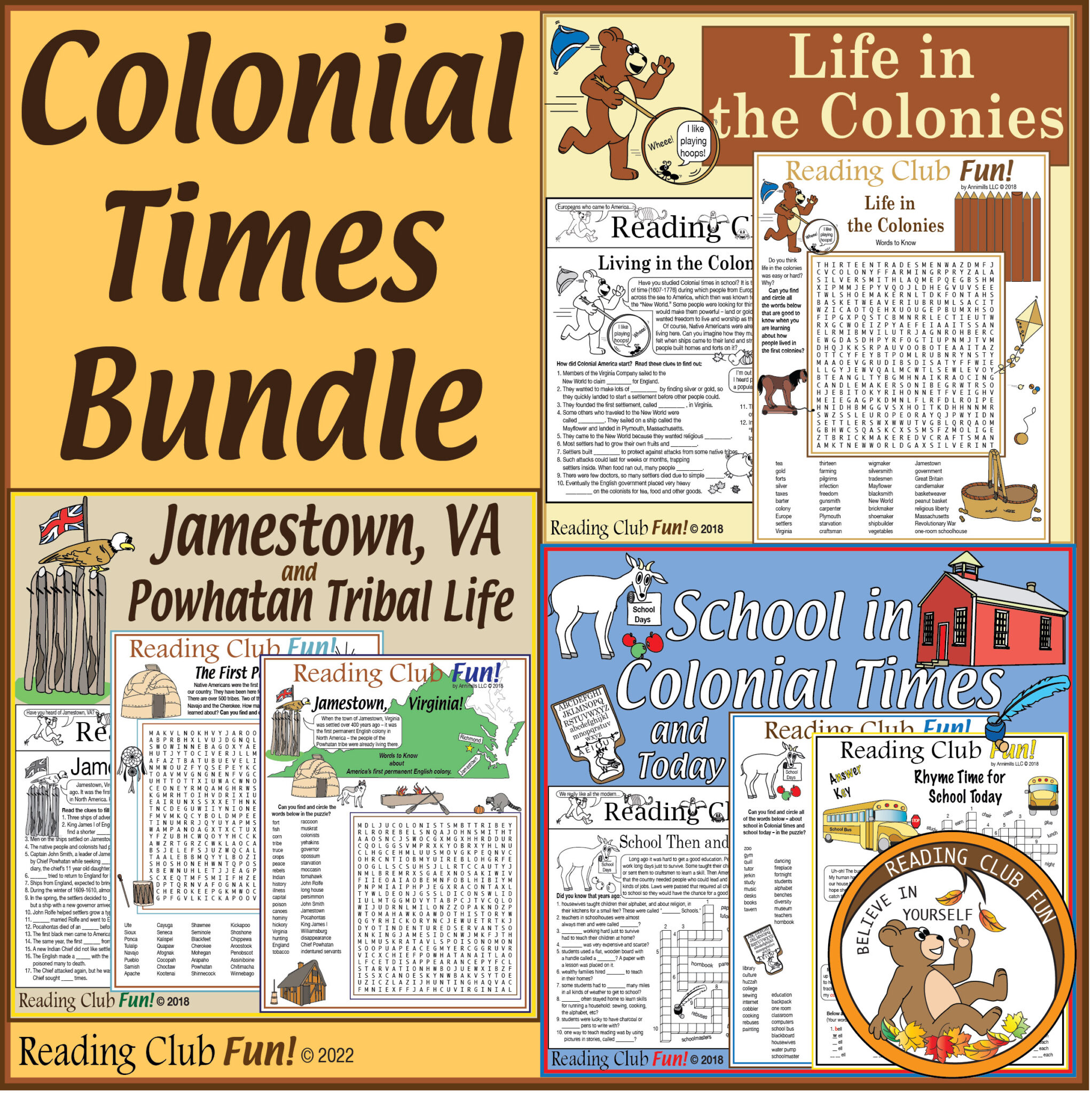 Life in the Colonies, Jamestown and Powhatan Tribe, School Then and Now ...