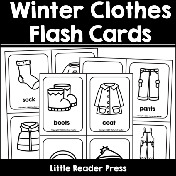 12 Winter Clothes B&W Flash Cards | Made By Teachers