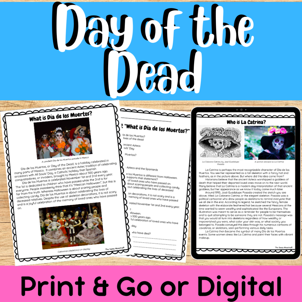Día de los Muertos Day of the Dead Reading Print & Digital | Made By ...