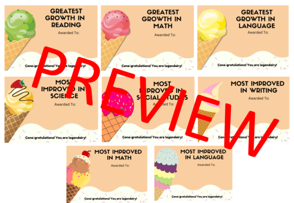 Editable Ice Cream Awards | Made By Teachers