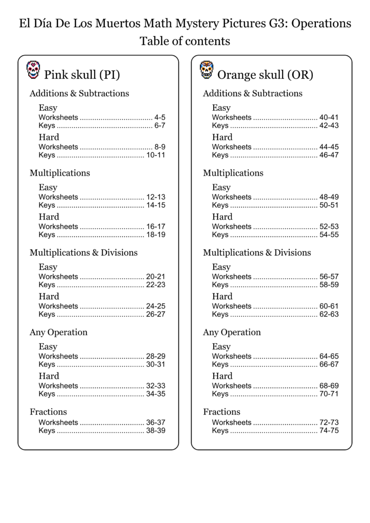 Day Of the Dead El Día De Los Muertos Math Mystery Pictures Grade 3 ...