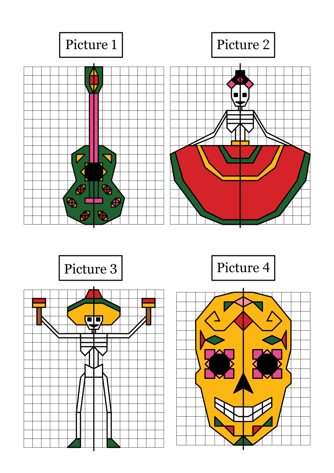 El Día De Los Muertos Day of the Dead Math Symmetry and Coloring | Made ...
