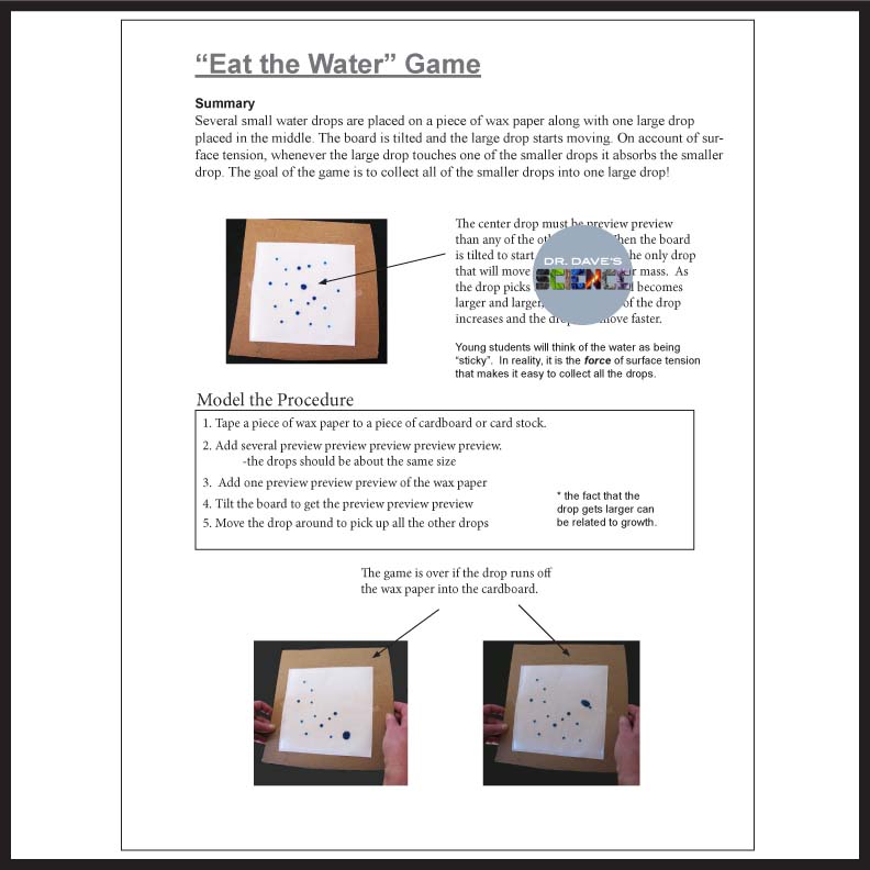 Wax Paper and Water Science Activity Kindergarten First Grade Primary ...