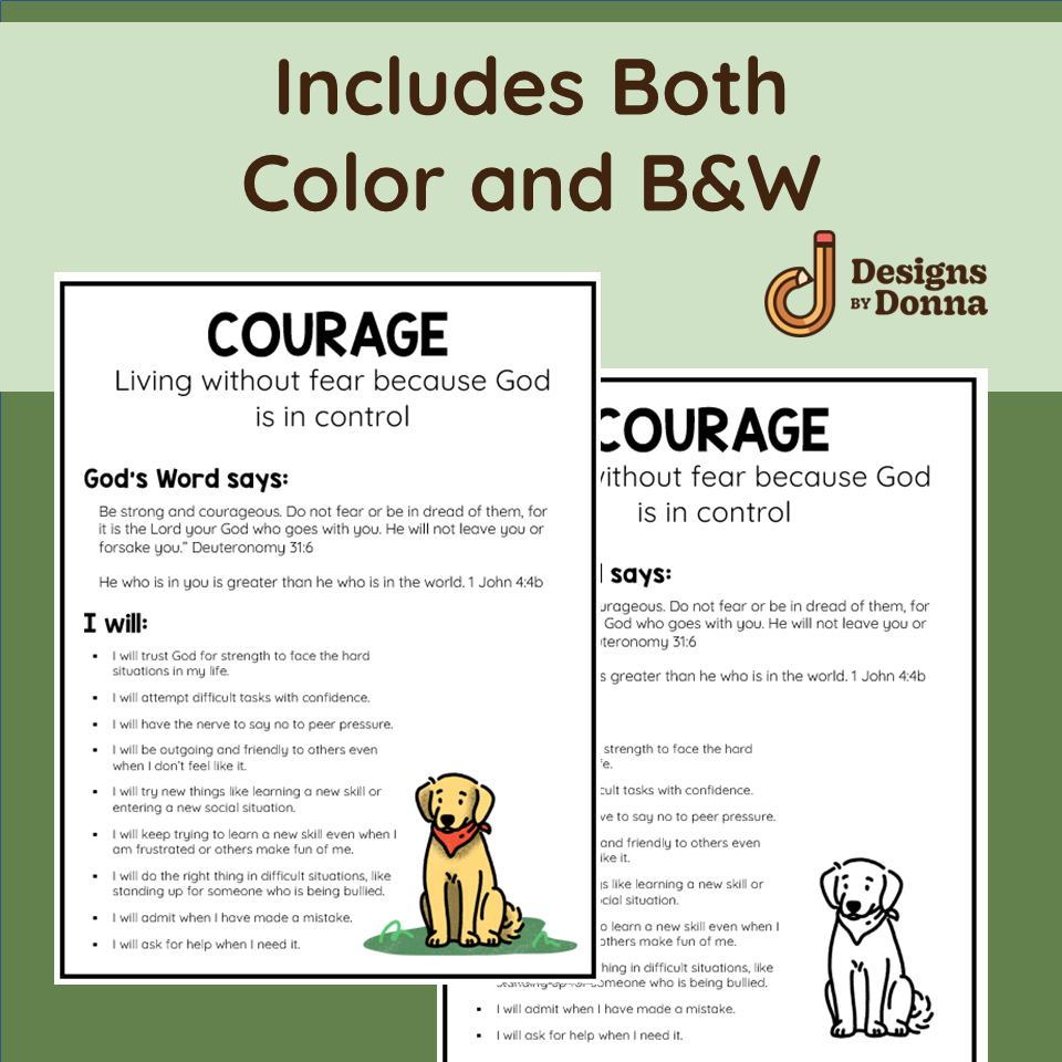 Courage - Christian Character Trait Packet | Made By Teachers