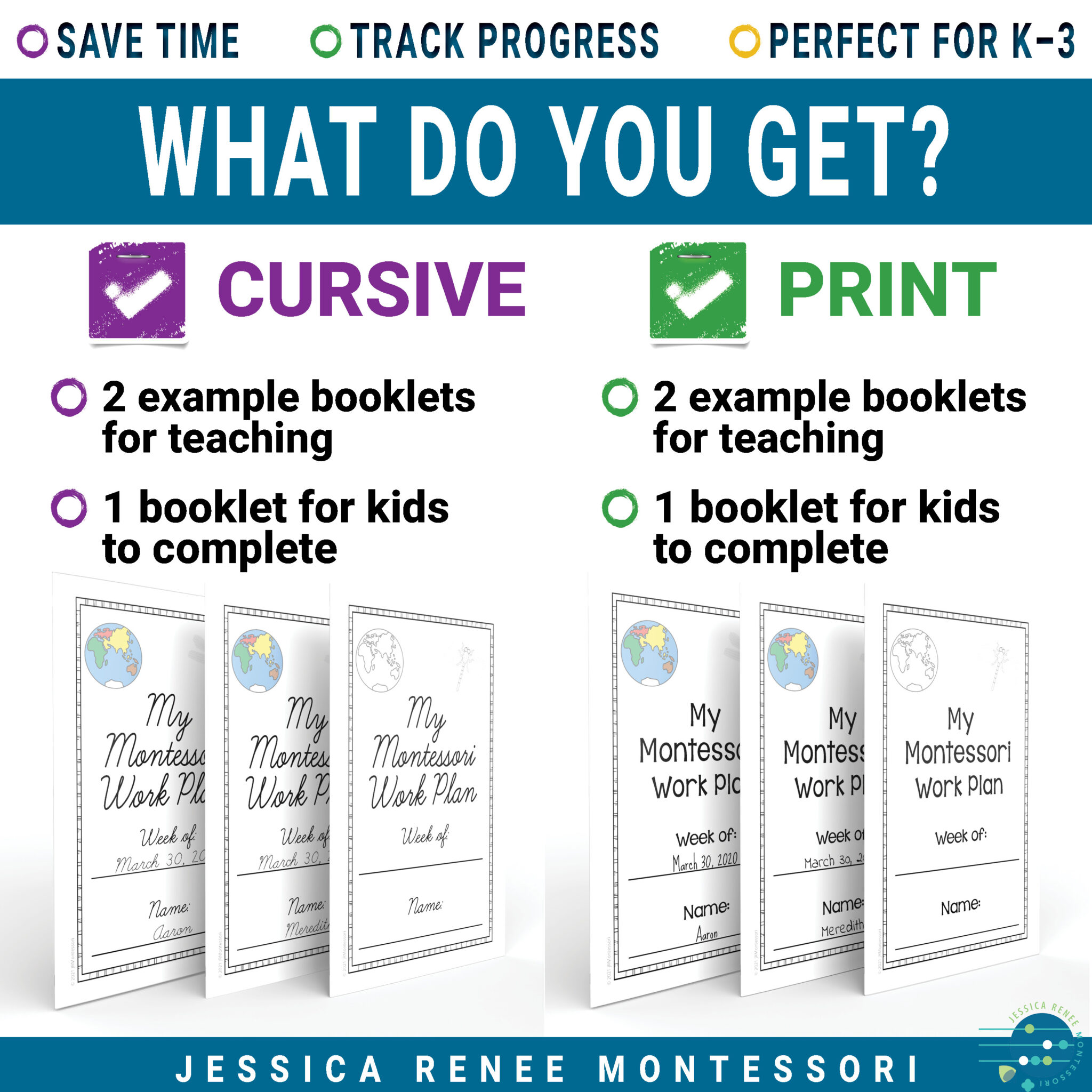 Montessori Work Plan Booklet, Weekly Progress Journal, Goal Setting ...