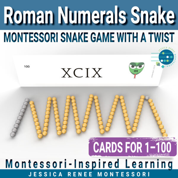 Montessori Snake Game: Roman Numerals 1-100, Addition & Subtraction ...