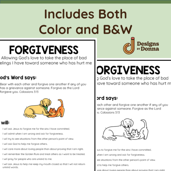 Forgiveness - Christian Character Trait Packet - Made By Teachers