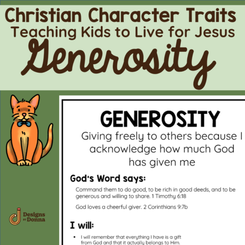 Generosity - Christian Character Trait Packet | Made By Teachers