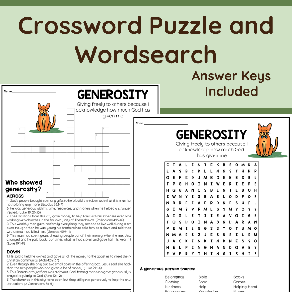 Generosity - Christian Character Trait Packet | Made By Teachers