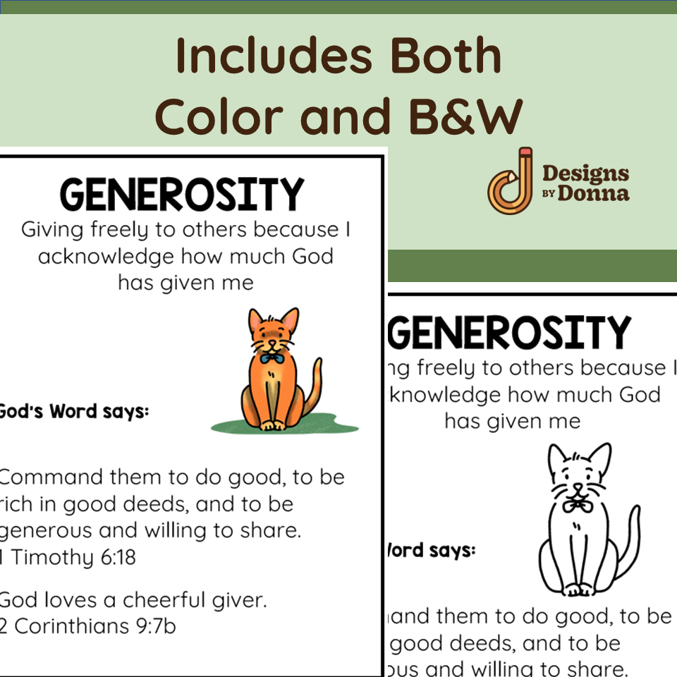 Generosity - Christian Character Trait Packet | Made By Teachers