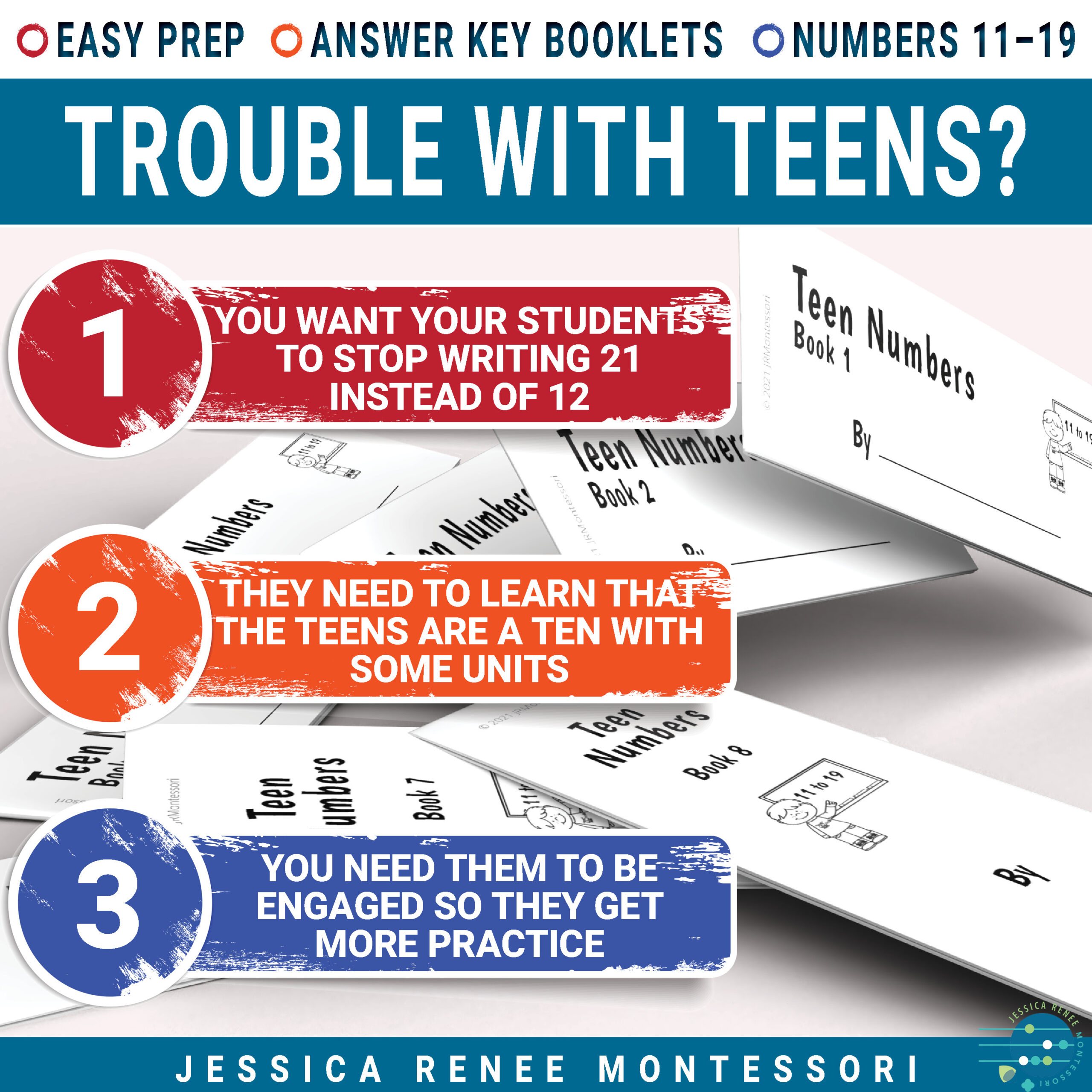 Montessori Math Teen Numbers Booklets, Bead Stair Work 11-19, Numeracy ...