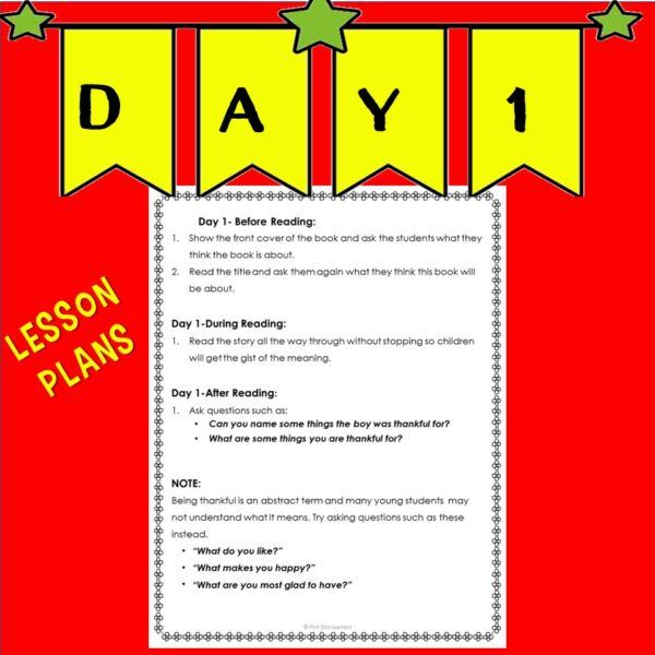 The Thankful Book Unit | 5 Day Book Study | Centers | Close Reading ...