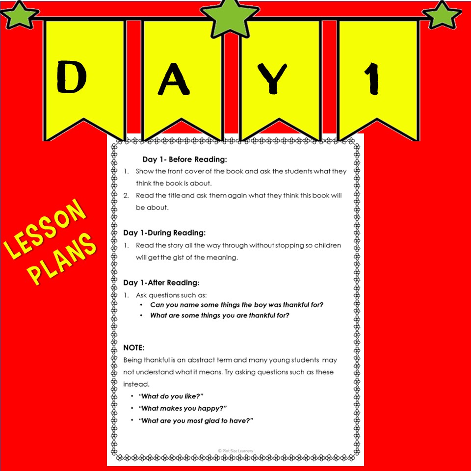 The Thankful Book Unit | 5 Day Book Study | Centers | Close Reading ...