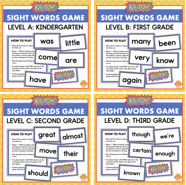Sight Word Games BUNDLE Levels Kindergarten 1st 2nd 3rd Grade Sight ...