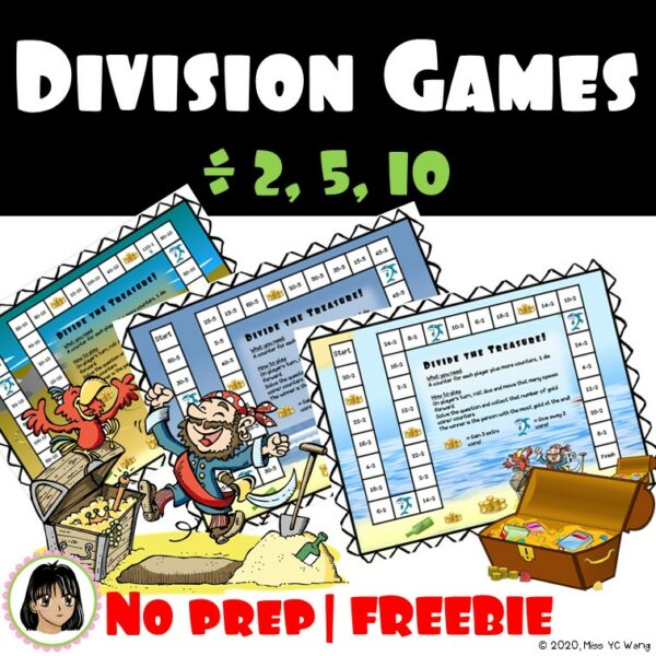Free No Prep Pirate Math Division Games for Fact Fluency | ÷2, 5, 10 ...